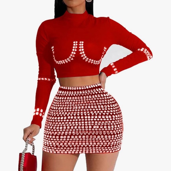 Other | Red Chi Eyes 2 Piece Set For Women Sexy Party Skirt Outfit ...
